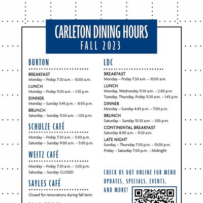 Facility Menus & Hours – Dining Services – Carleton College