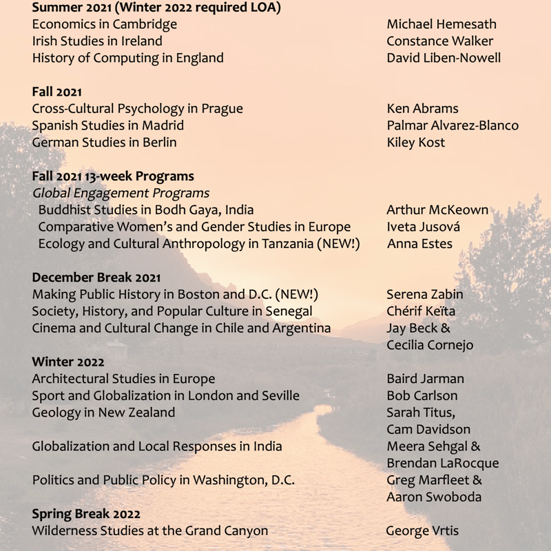 2021–2022 OCS Programs Announced – Off-Campus Studies – Carleton College