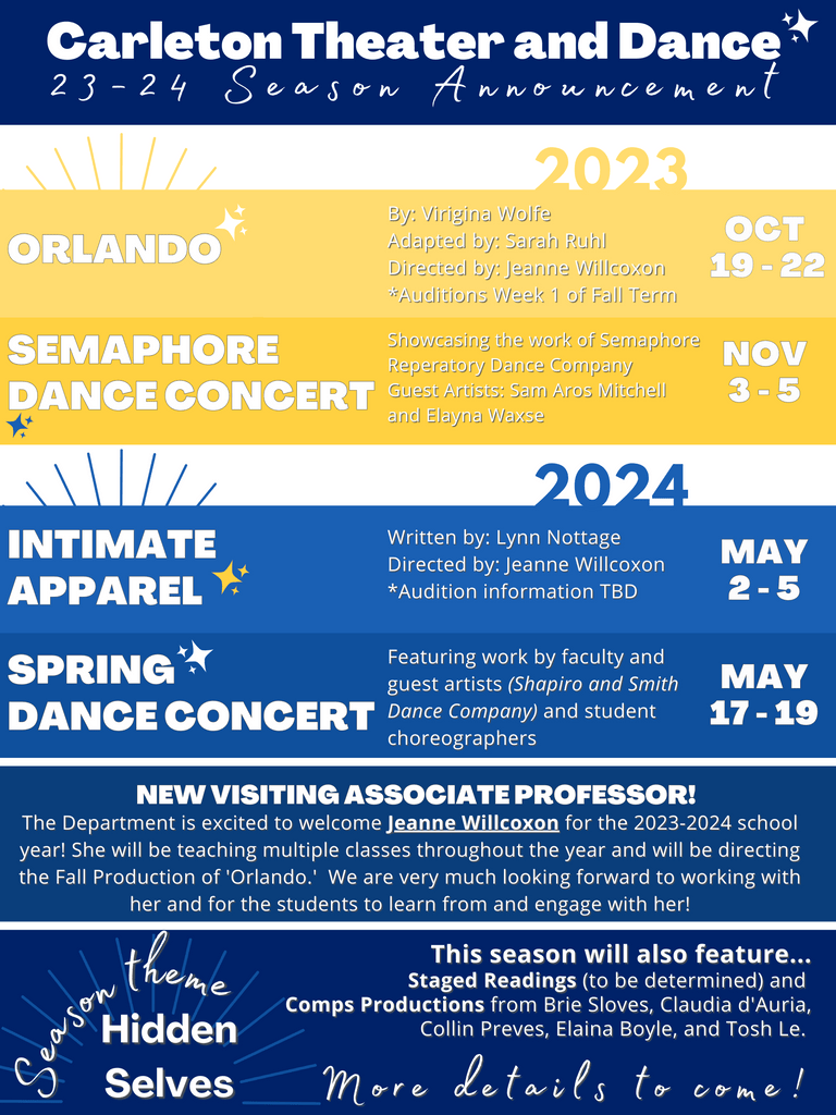 2023-2024 Season Announcement! – Theater + Dance – Carleton College